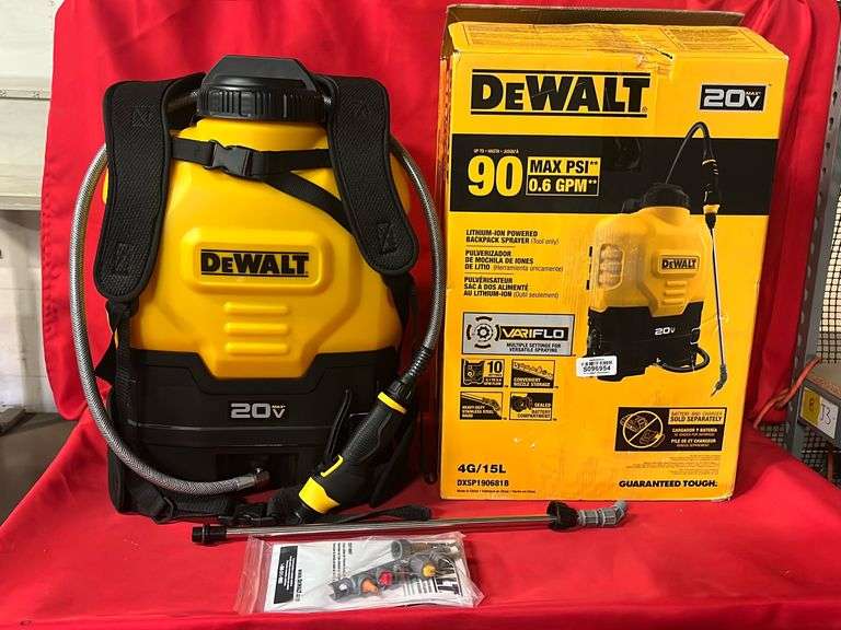 UNUSED DEWALT 20V MAX 4G Lithium-Ion Powered Backpack Sprayer ...