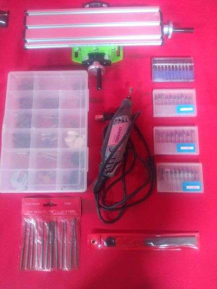 Box Of Assorted Dremel 3000, Mini Needle File, Mini Bench Vise Fixture ...