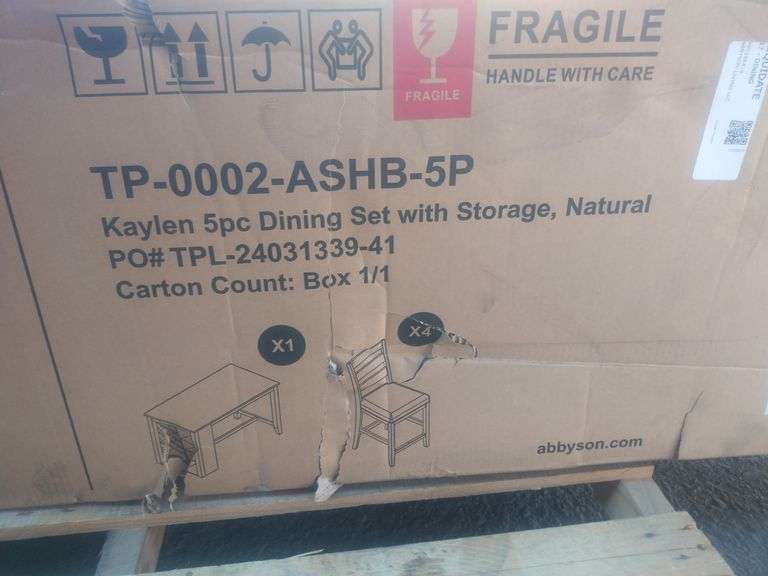 Abbyson Kaylen TP-0002-ASHB-5P Natural 5Pc Dining Set With Storage ...