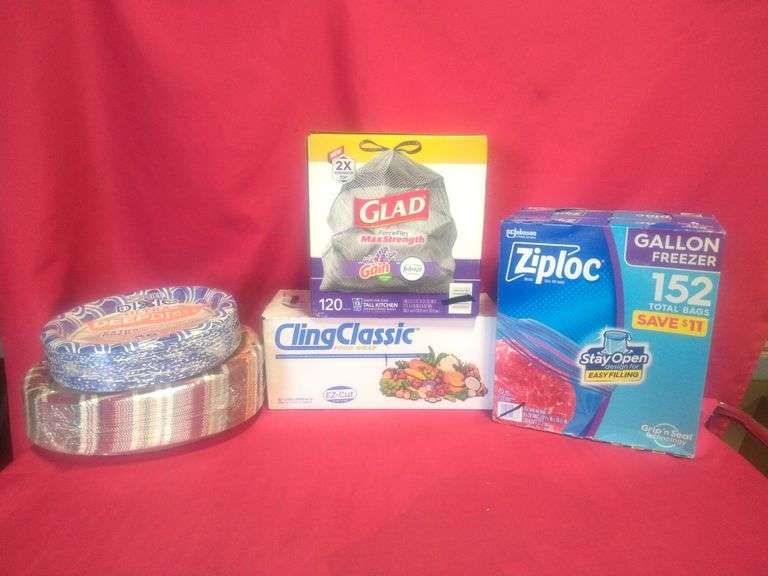 Assorted House Items Seal Top Bags, Kitchen Bags, Food Wrap And Paper ...