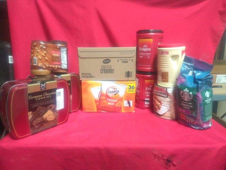 Box Of Assorted Household Food Items Including Chocolate, Coffee ...