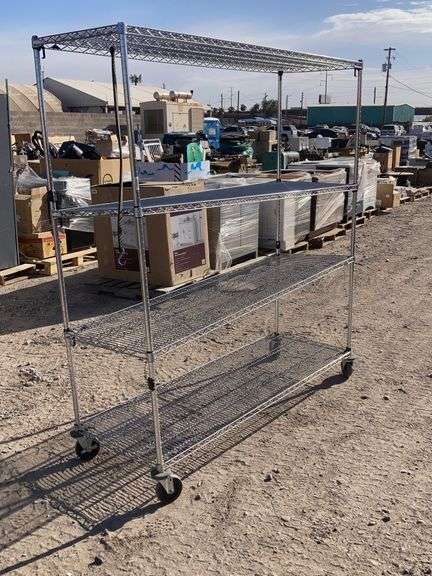 Rolling 6 foot stainless steel shelving rack. - Sierra Auction ...