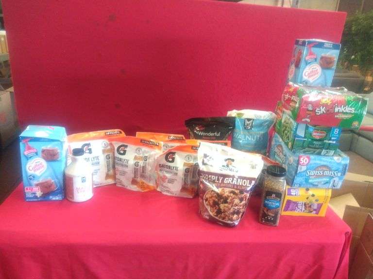Box Of Assorted Food Consumables Such As Gatorlyte Rapid Rehydration ...