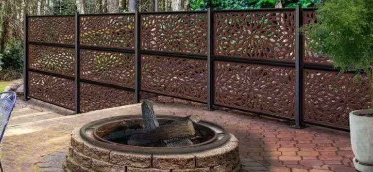 (P) With (6) OUTDECO 48 in. x 24 in. Black Galvanized Steel Privacy ...