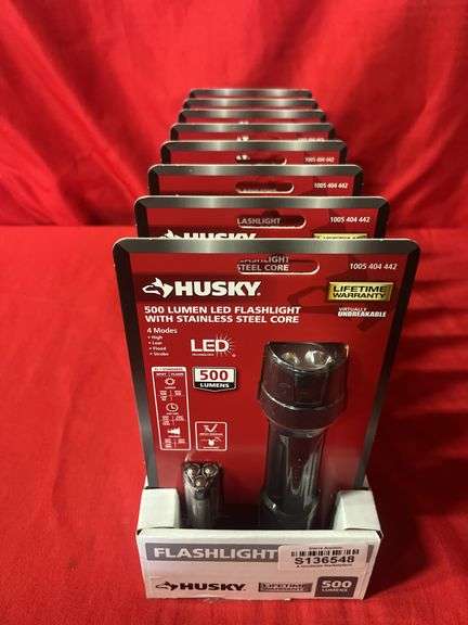 Case With (8) BRAND NEW Husky 500 Lumens Tough Stainless Steel Core ...