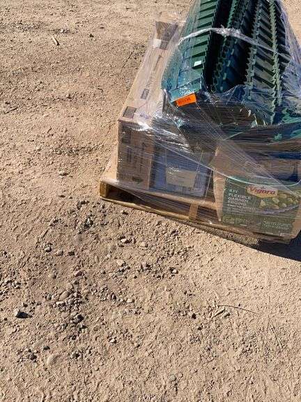 Assorted garden edging, fence posts, wire fencing, animal trap and ...