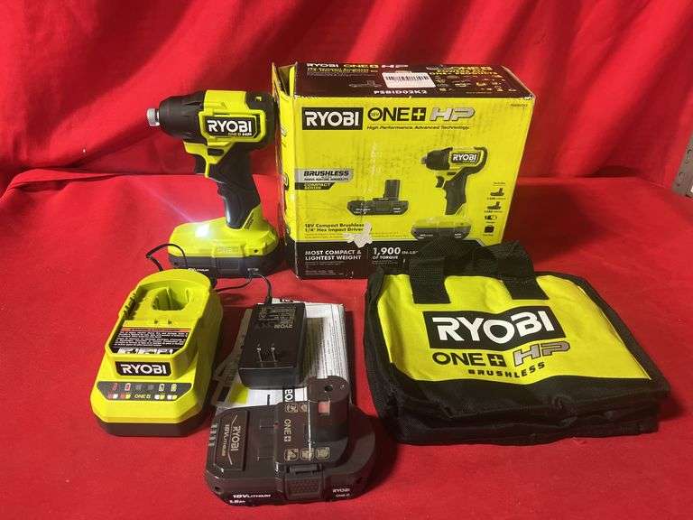 RYOBI ONE+ HP 18V Brushless Cordless Compact 1/4 in. Hex Impact Driver ...