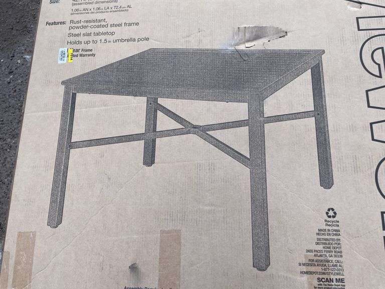 (1 Qty) Style Well 42In X 42In Slat Square Table - Sierra Auction ...