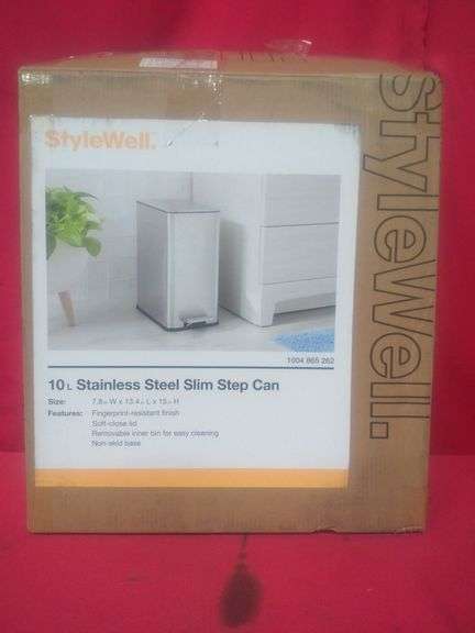 Style Well Stainless Steel Slim Step Can - Sierra Auction Management Inc