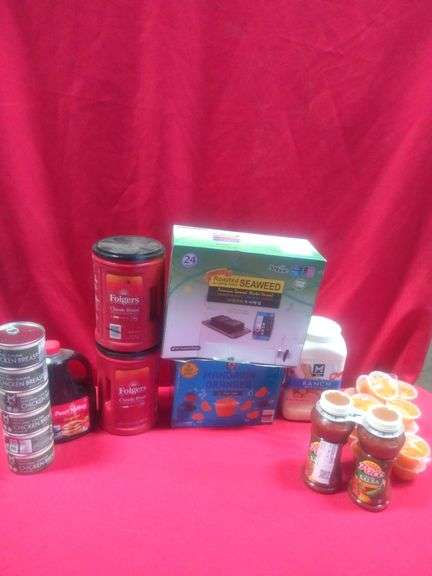 Box With Assorted Food Including Folgers Classic Roast Coffee, Chunky ...