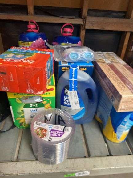 Assorted Non Consumable Items Gain, Bounty,Dish Soap, Cleaning Wipes ...