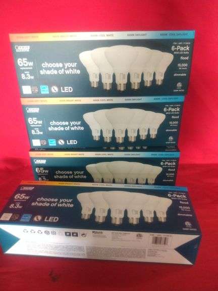 (4pc) Of Feit Electric 6-Pack BR30 LED Bulbs - Sierra Auction ...
