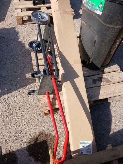 (7 Qty) 32Gal Trash Cans, (1 Qty) Milwaukee Dolly, (10 Qty) Unger 12 ...