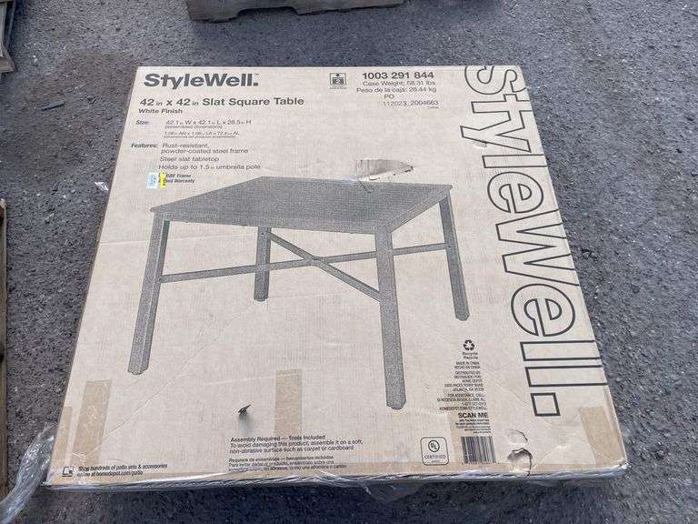 (1 Qty) Style Well 42In X 42In Slat Square Table - Sierra Auction ...