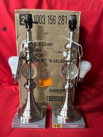 (4pcs) HAMPTON BAY Table Lamp Bases With LED Bulbs - Sierra Auction ...