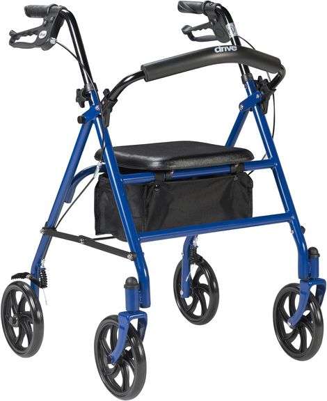 Durable 4 Wheels Rollator 7.5" Casters and Loop Locks, Blue - Sierra ...