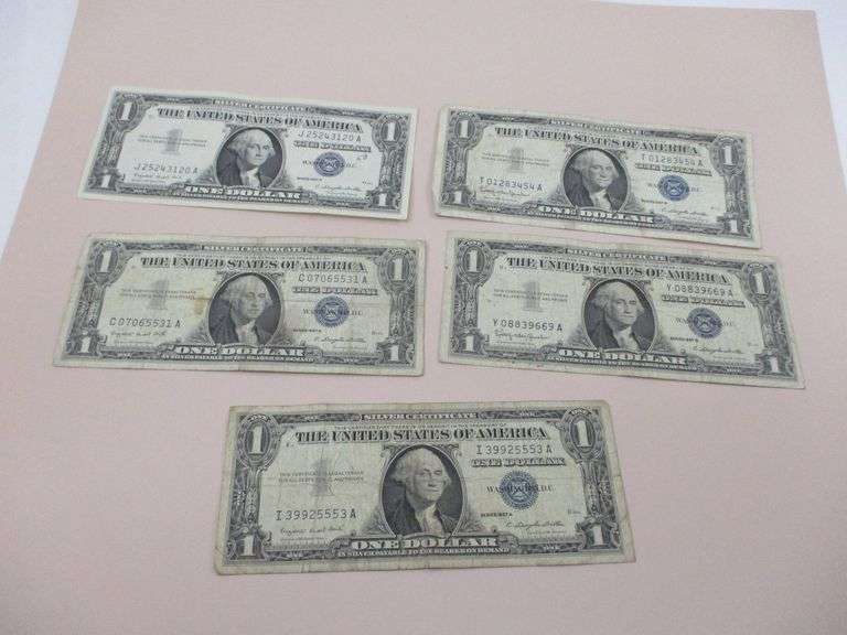 Lot of (5) $1 U.S. Silver Certificates - Sierra Auction Management Inc