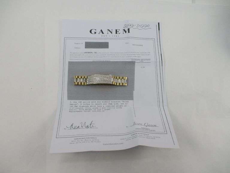 14k YG & Diamond Rolex Design Bracelet w/Appraisal - Sierra Auction ...