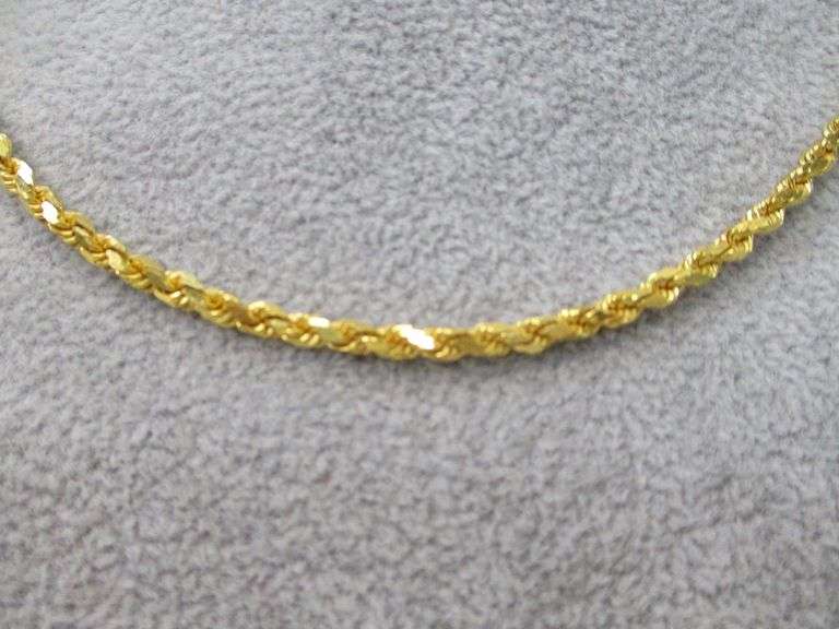 22K Yellow Gold Rope Chain Necklace - Sierra Auction Management Inc