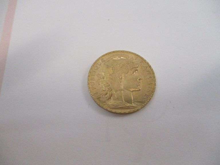 French 1908 20 Francs .90 Gold Coin - Sierra Auction Management Inc