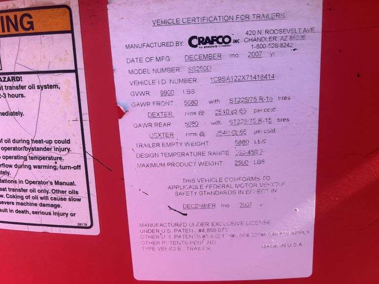 2007 Crafco Super Shot 250 Diesel Melter Crack/Joint Sealant Utility ...