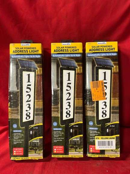 (3pcs) SENSOR BRITE Solar Powered LED Address Lights - Sierra Auction ...