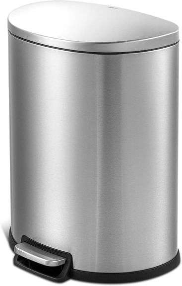 StyleWell 50L Stainless Steel Semi-Round Step Can 19.1in W x 14.5in L x ...