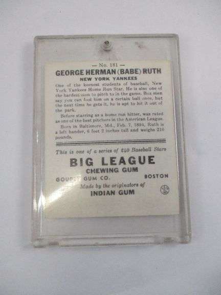 Babe Ruth Number 181 Big League Chewing Gum baseball cards - Sierra ...