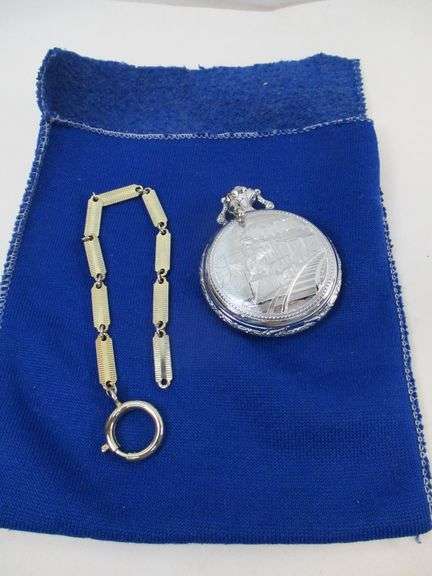 Modern Timex Train Pocket watch with chain and pouch - Sierra Auction ...