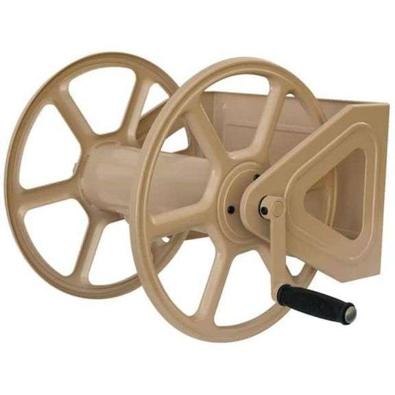 HAMPTON BAY Dual Mount Hose Reel Tan Power-Coated Finish 21.8in W x 17 ...