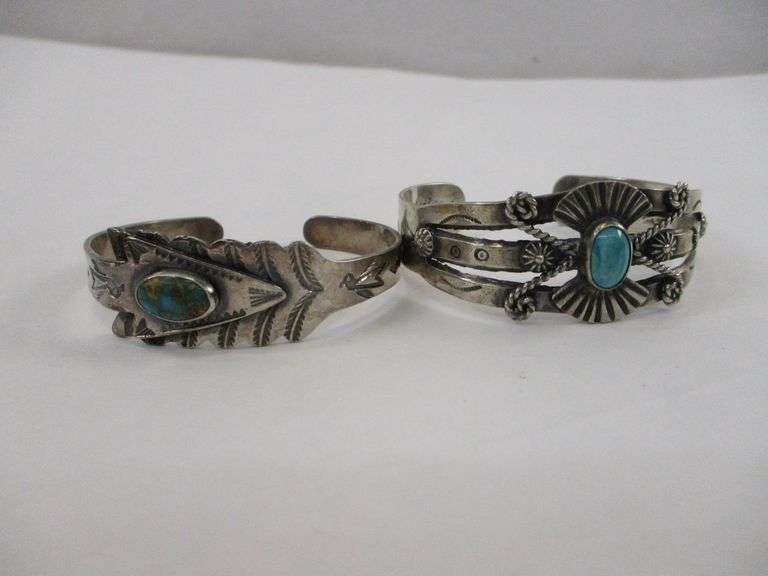 2 1970s silver Native American cuffs - Sierra Auction Management Inc