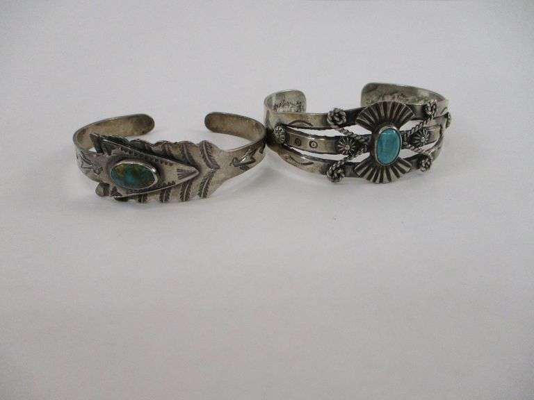 2 1970s silver Native American cuffs - Sierra Auction Management Inc