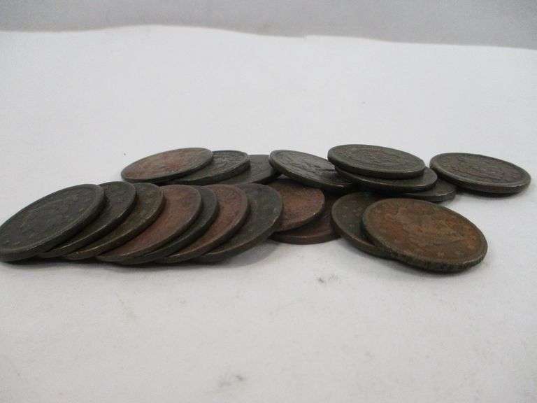 19 US 1800s Large Cent Pieces - Sierra Auction Management Inc