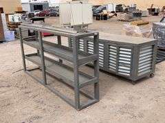 8 foot rolling cabinet and 8 foot wooden shelf. - Sierra Auction ...