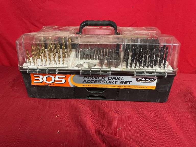 (1 Qty) Chicago Power Tools 305 Piece Power Drill Accessory Set ...