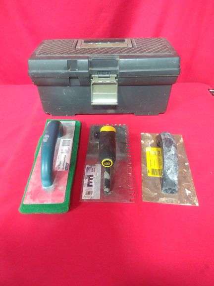 Toolbox With Advil Green Foam Float (12in x 4in ) And Trowels Floats ...