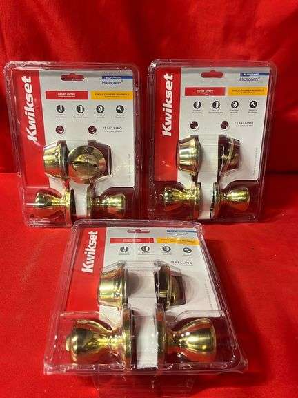 (3pcs) UNOPENED Kwikset 96900-253 Polished Brass Tylo Entry Lock with ...