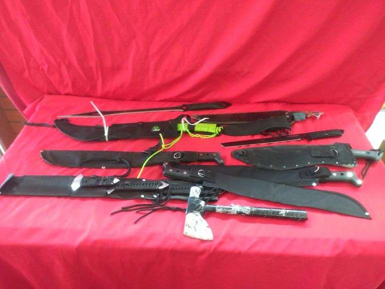 Box of Assorted Swords including One Plump Axe - Sierra Auction ...