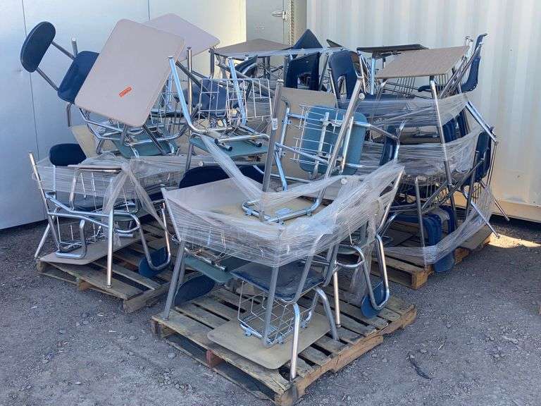 Four pallets with approximately 24 one piece student desks. - Sierra ...
