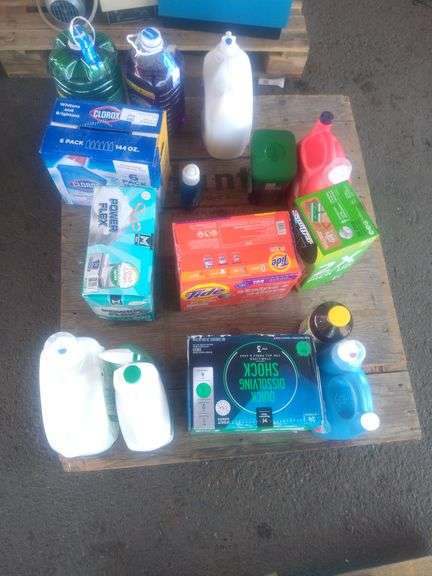 (P) Of Assorted Household Cleaning Items Including Tide Pods, Clorox ...