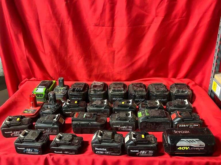 Box With Approx. (25) Assorted Batteries For Powered Tools - Sierra ...