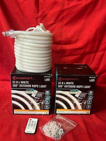 (2) EcoSmart 32.8 ft. Plug-In Bright White LED 360° Outdoor Dimmable ...