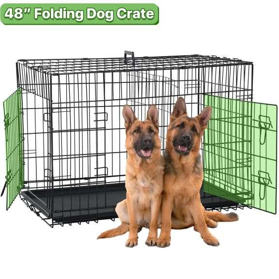 48" Double Door Kennel Dog Training Crate - Sierra Auction Management Inc