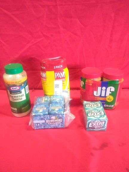 Box Of Assorted Food Including Jif Peanut Butter,Pam Cooking Spray ...