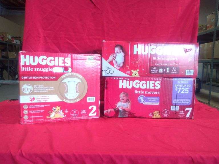 (3 PC) Huggies Little Snuggles Diapers Size: New Born,2, 7 - Sierra ...