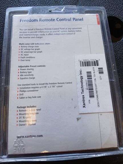 Xantrex Freedom Remote Control Panel - Sierra Auction Management Inc