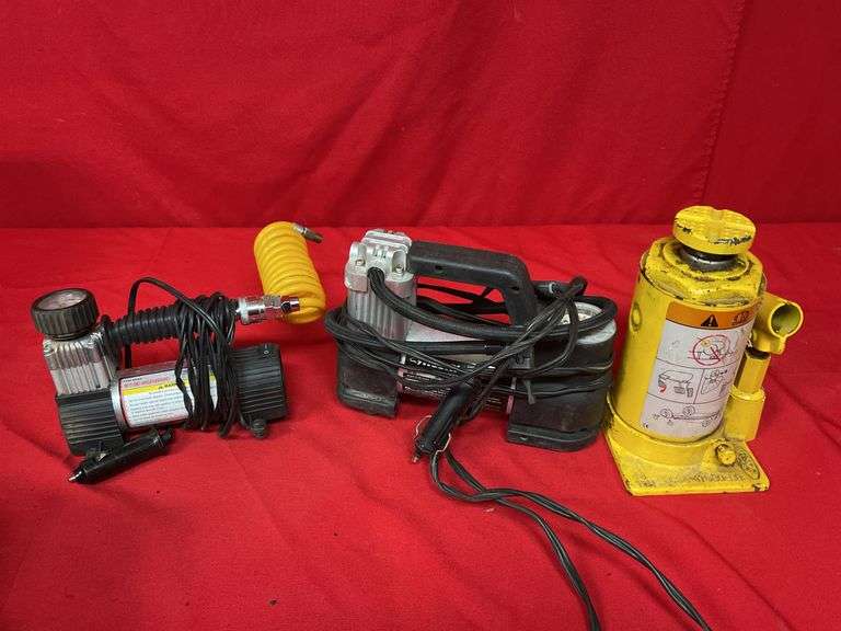 (2 Qty) 12v Air Compressors (1 Qty) Ford Super Duty 4 Ton Bottle Jack ...