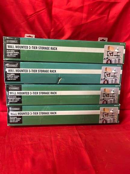 (4) Pack of Everbilt Heavy-Duty Matte Black Wall Mounted 3-Tier Storage ...