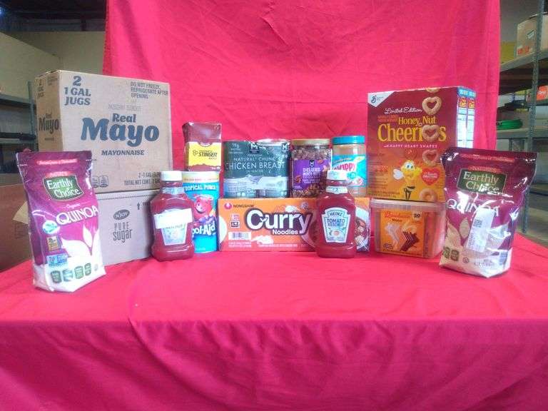 Box Of Assorted Grocery Including Curry Noodles,Natural Chunk Chicken ...