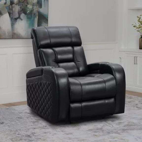 Abbyson Home Bronston Leather Theater Power Recliner - Sierra Auction ...
